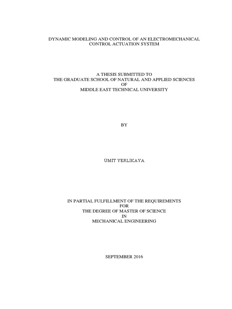 Dynamic Modeling and Control of An Electromechanical Control Actuation ...