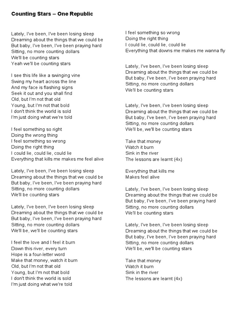 Counting Stars - Lyrics | PDF