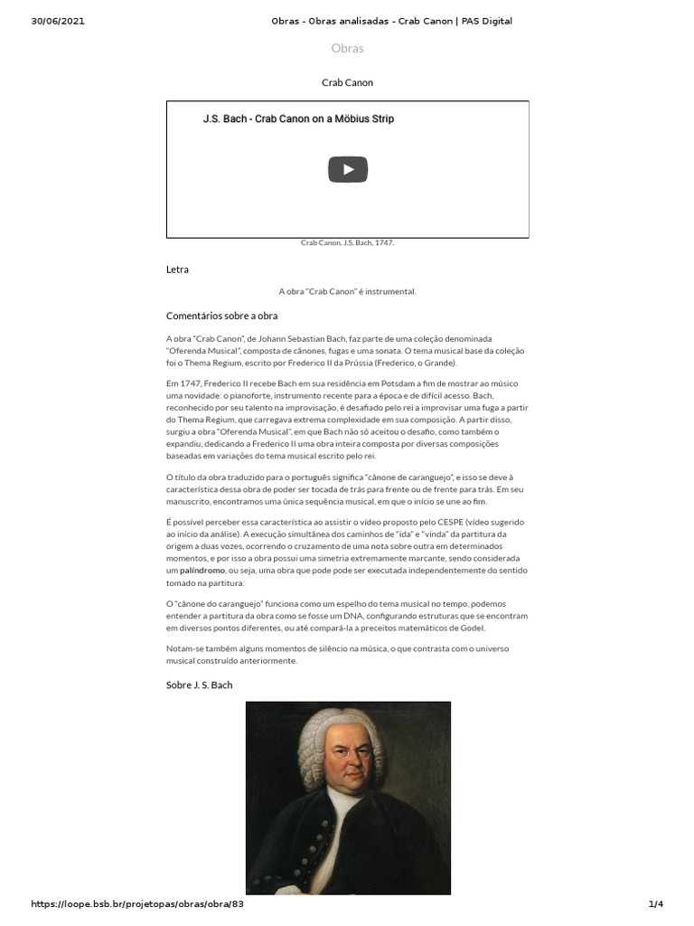 Obras - Obras Analisadas - Crab Canon - PAS Digital | PDF | Johann ...