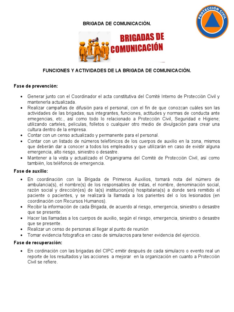 Actividades Brigada Comunicacion Pdf