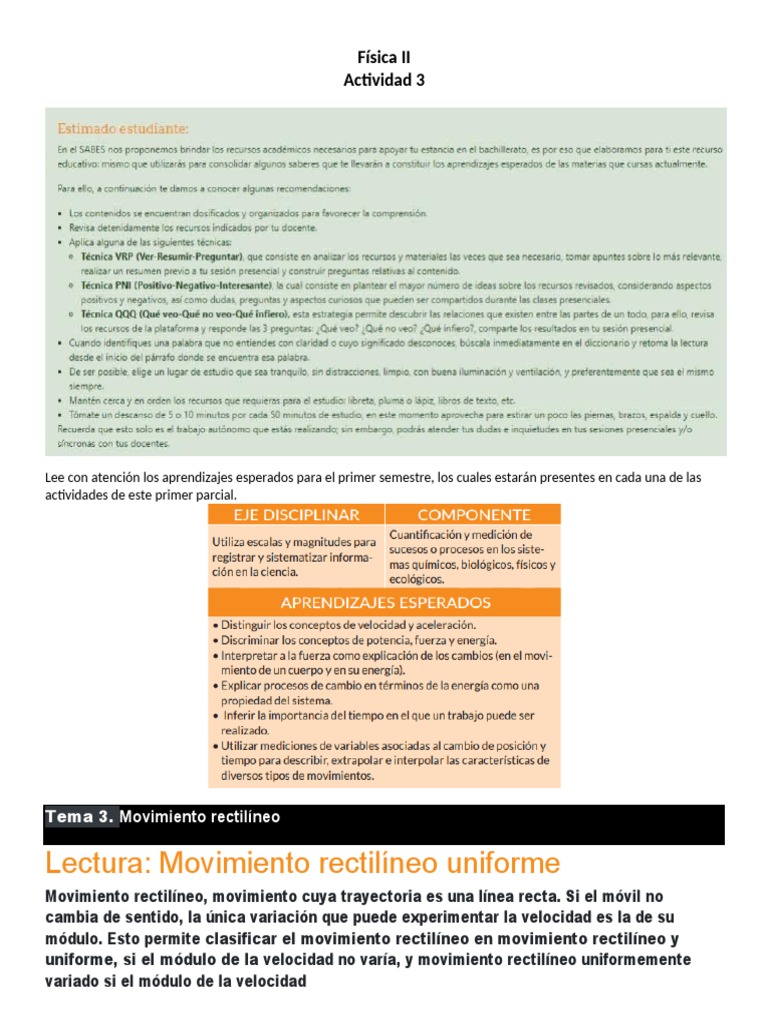 Actividad 3 Física II | PDF | Velocidad | Aceleración