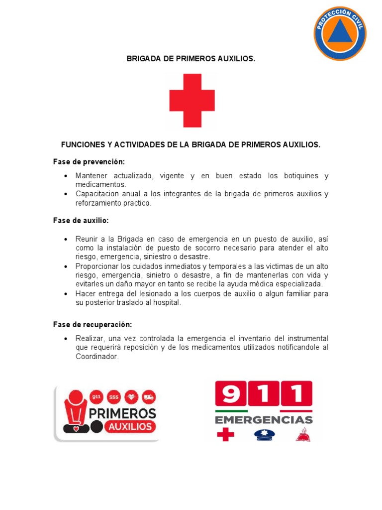 Actividades Brigada Primeros Auxilios | PDF