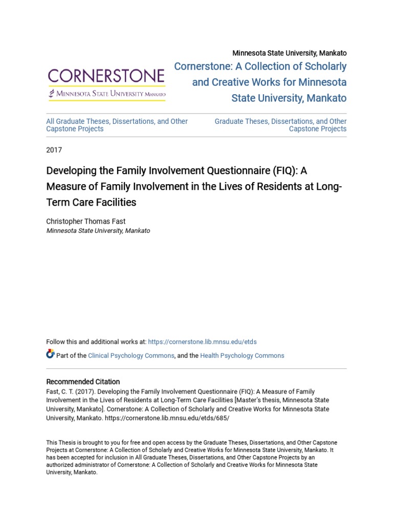 Developing The Family Involvement Questionnaire (FIQ) - A Measure | PDF