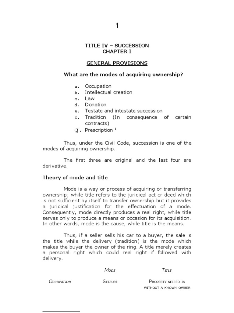 Notes On Succession | PDF | Will And Testament | Inheritance