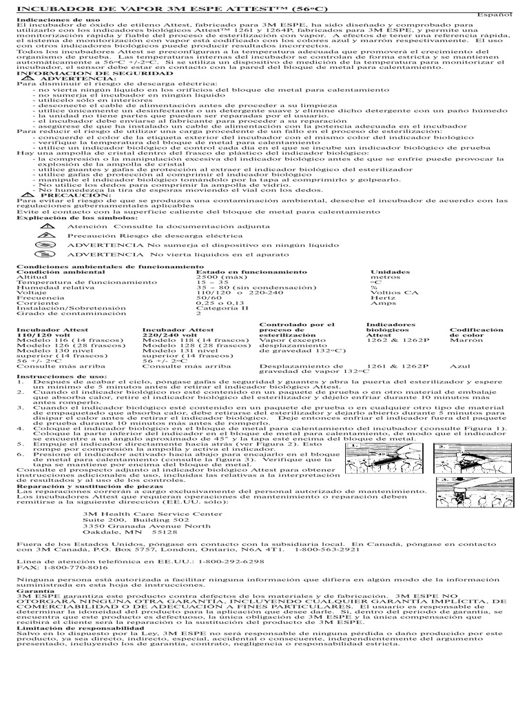 Attest™ Steam Incubator (56ºc) 22222222 | PDF | Rieles | Química