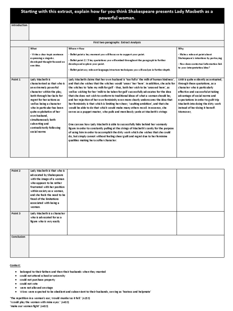 LMB Essay Plan | PDF | Macbeth