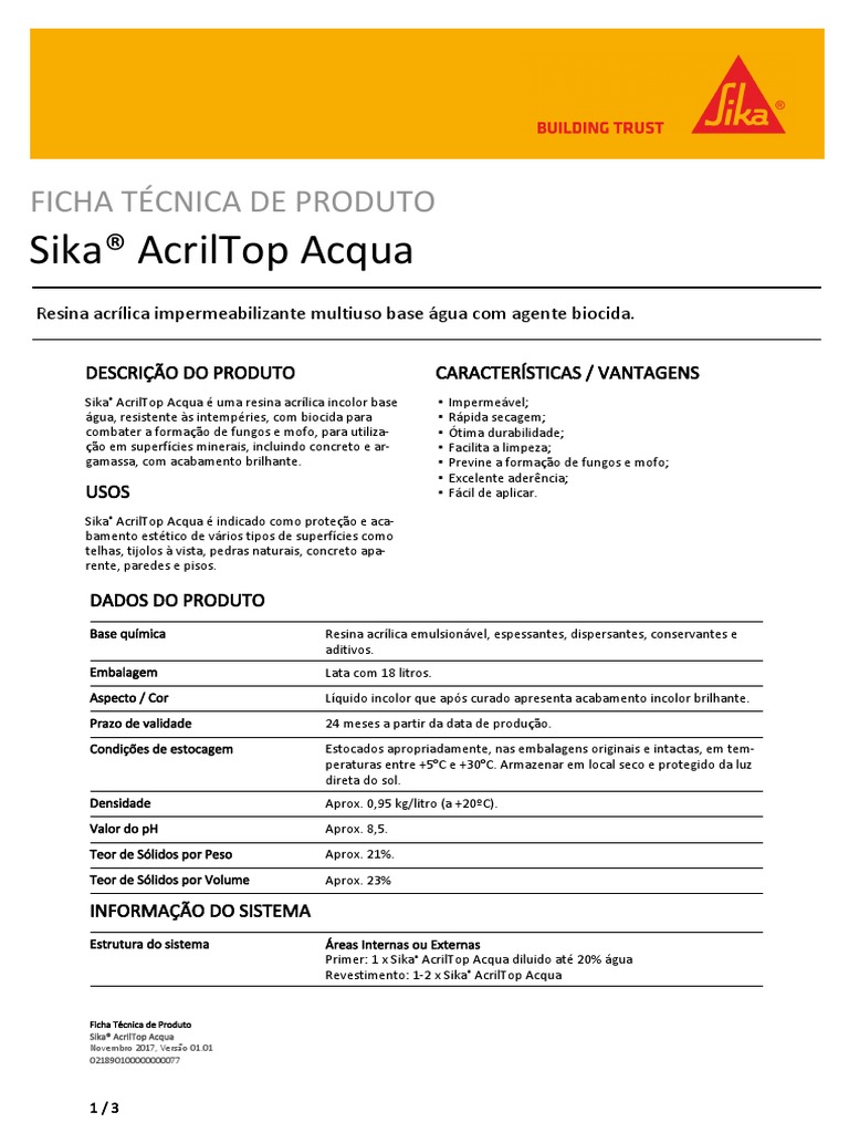 Impermeabilizante acrílico multifuncional à base de água com agente ...