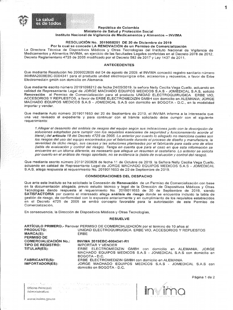 Invima 2019ebc-0004341-R1 | PDF | Colombia