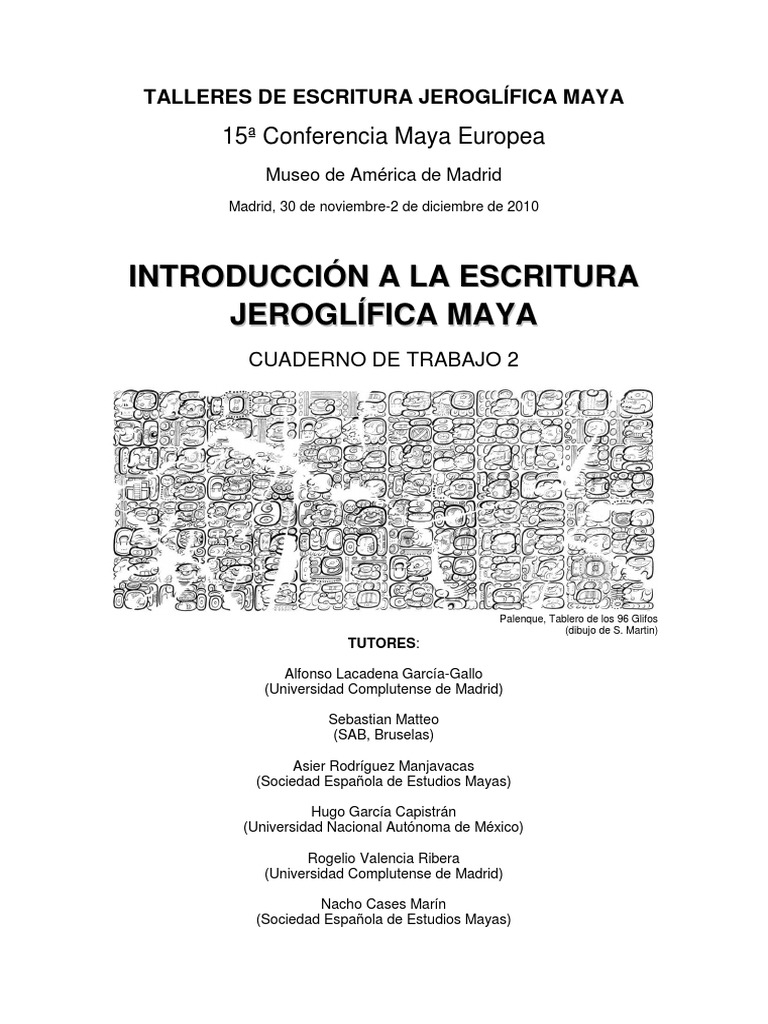Talleres de Escritura Jeroglifica Maya 15 CME 2 | PDF | Civilización ...