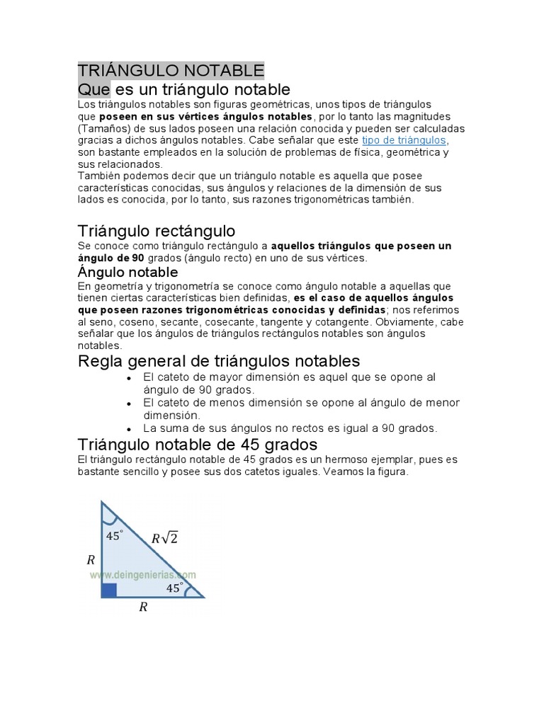 Triángulo Notable Que Es Un Triángulo Notable | PDF | Triángulo ...