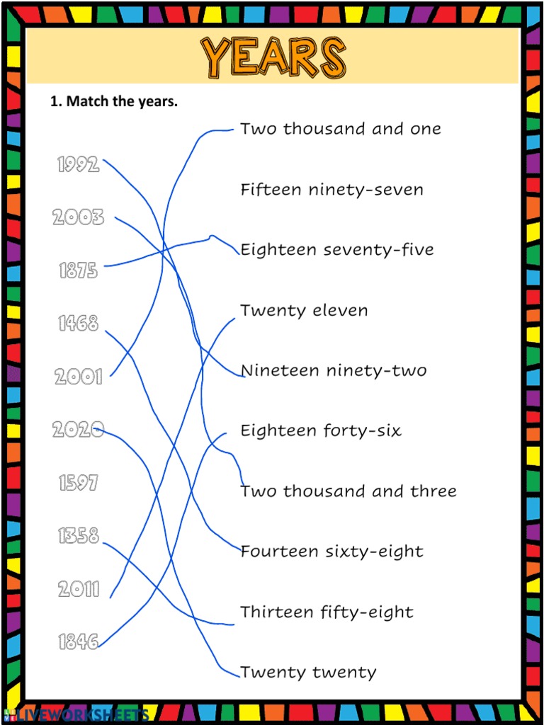 Match The Years.: Two Thousand and One | PDF