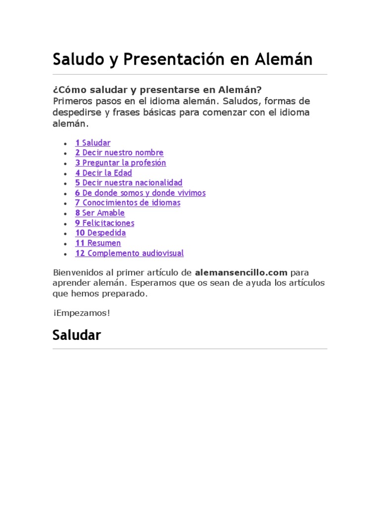 Saludo y Presentación en Alemán | PDF