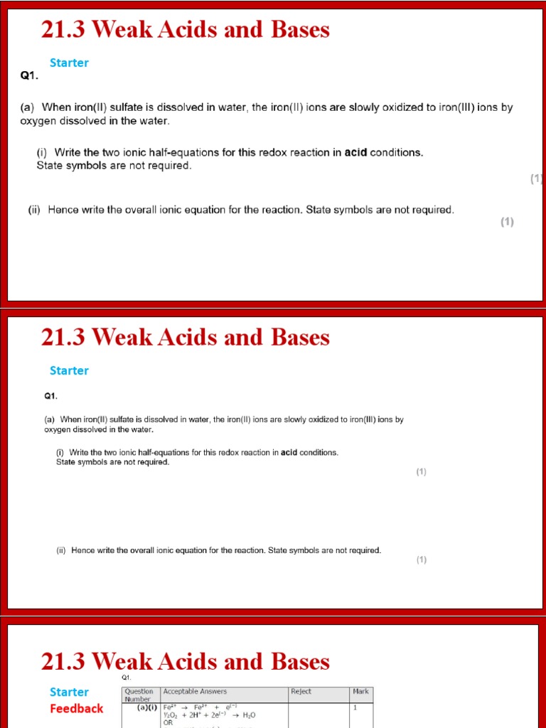21.3 Weak Acids & Bases | PDF | Acid | Chemical Equilibrium