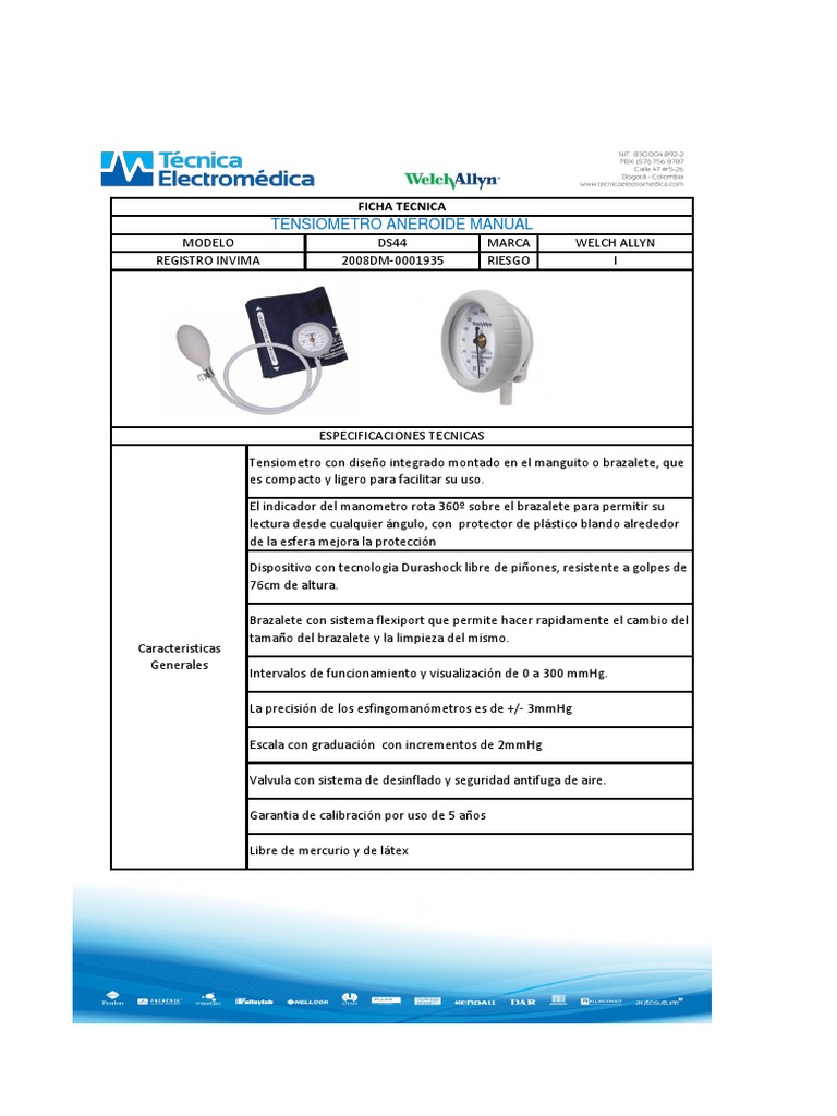 Ficha Tecnica Tensiometro DS44 | PDF