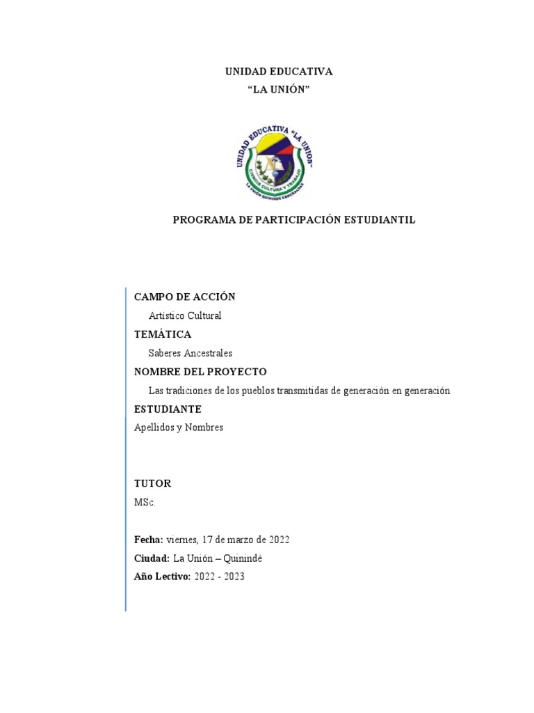 Esquema Proyecto PPE | PDF