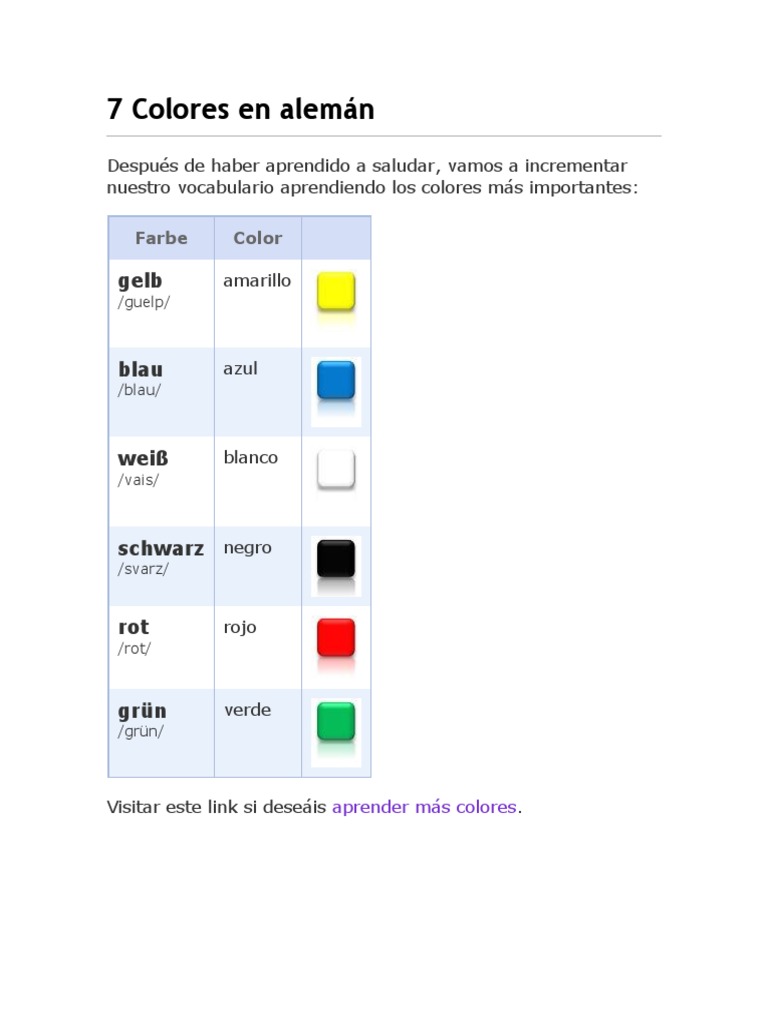 7 Colores en alemán | PDF