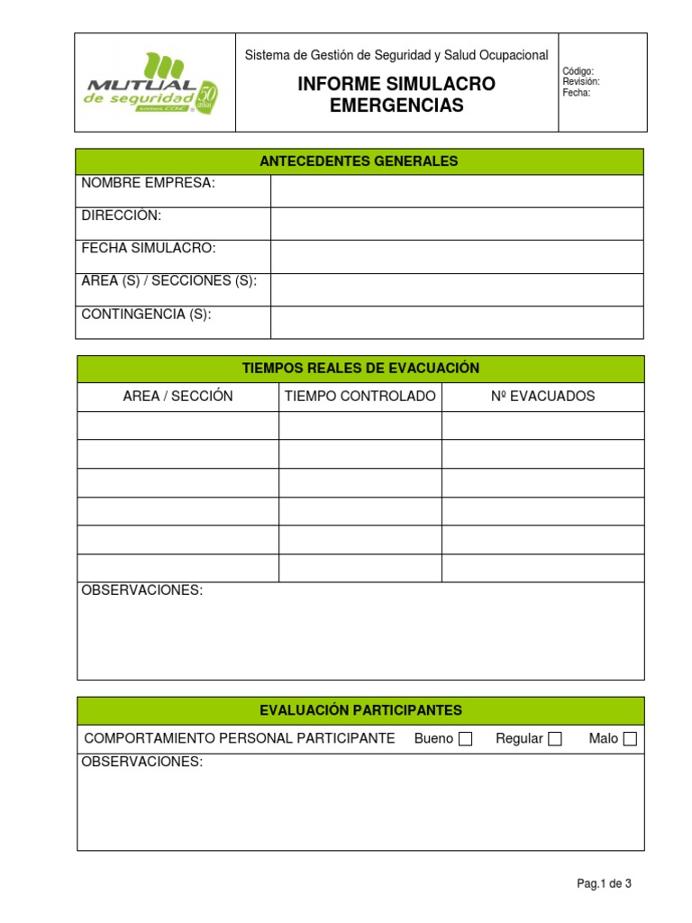 Informe Simulacro Emergencia | PDF | Seguridad y salud ocupacional