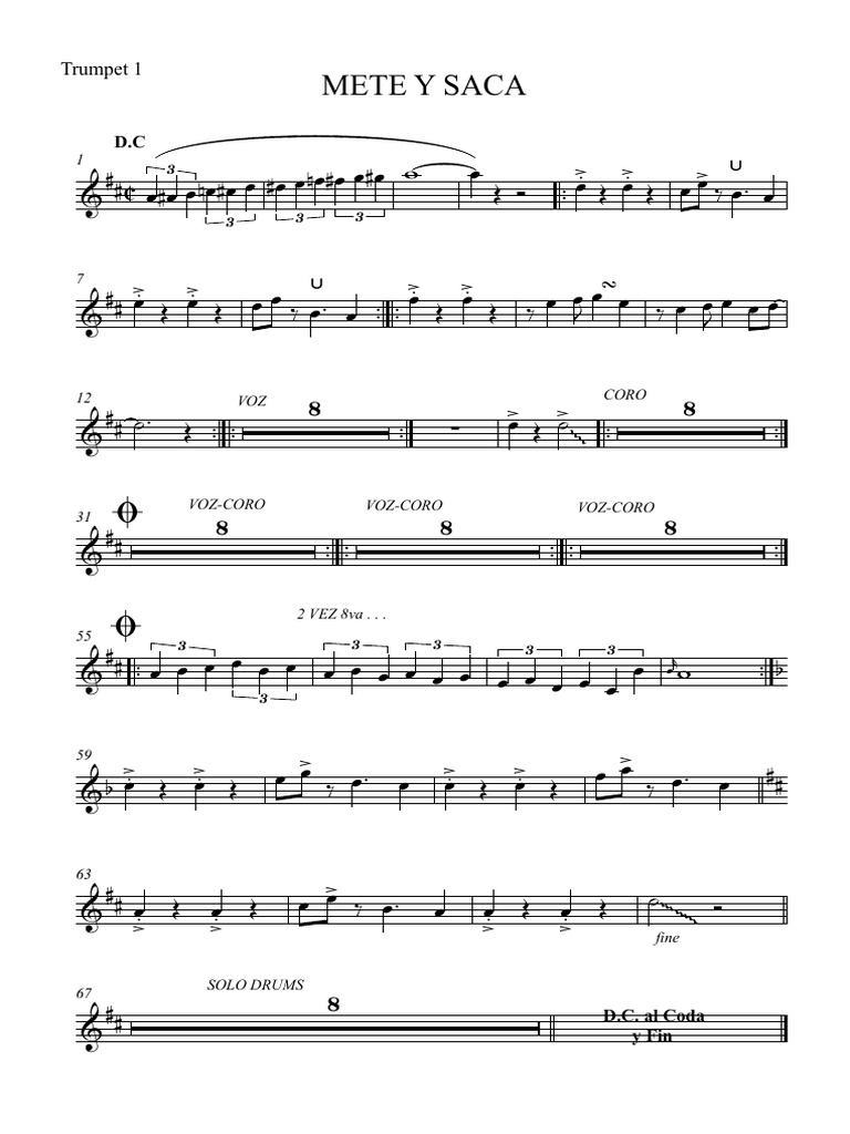 Mete y Saca 1 Trumpet | PDF