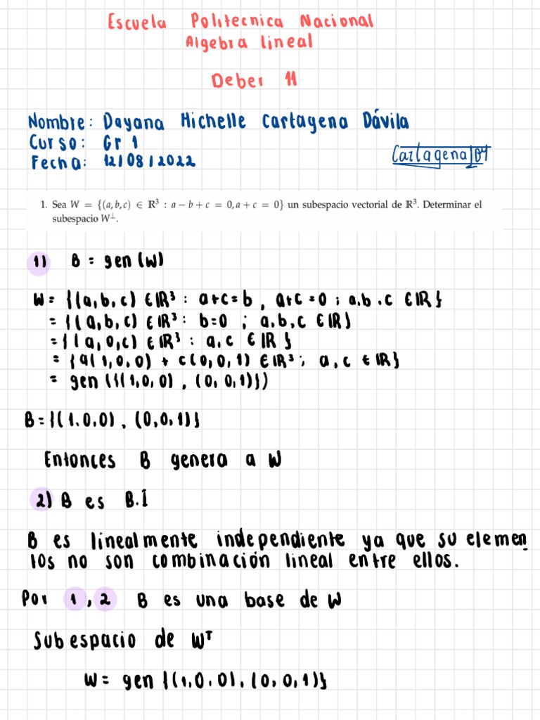 Deber 11 - Álgebra-EPN | PDF | Análisis matemático | Álgebra abstracta