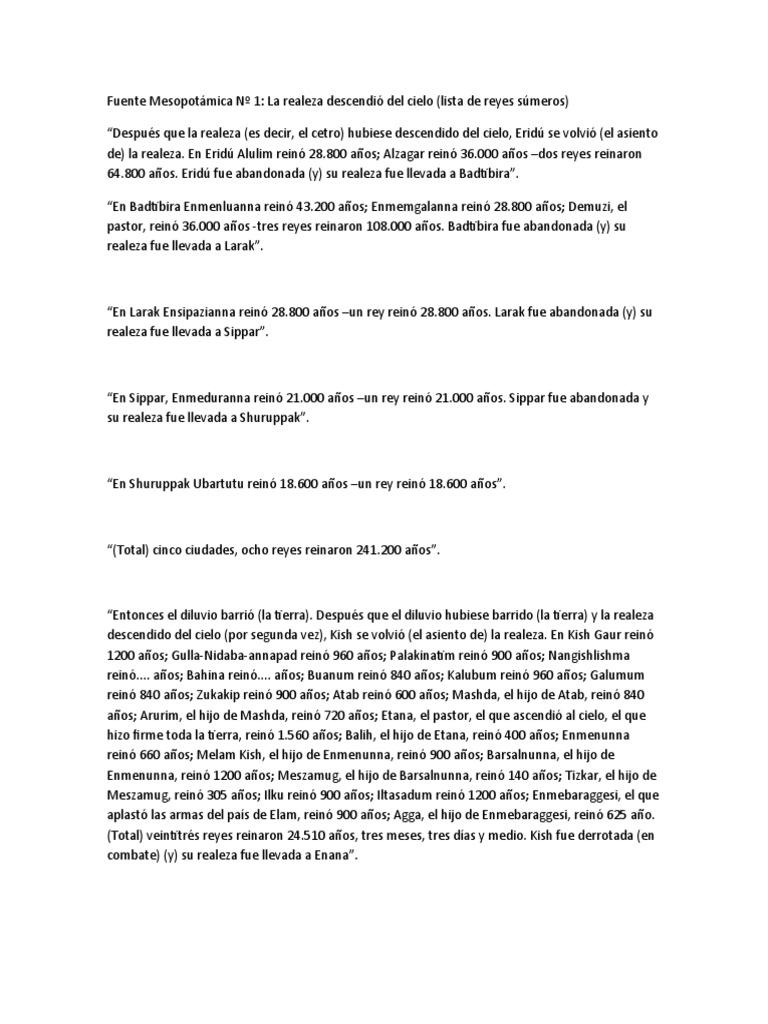 La lista de reyes sumerios y su traslado de la realeza entre ciudades ...