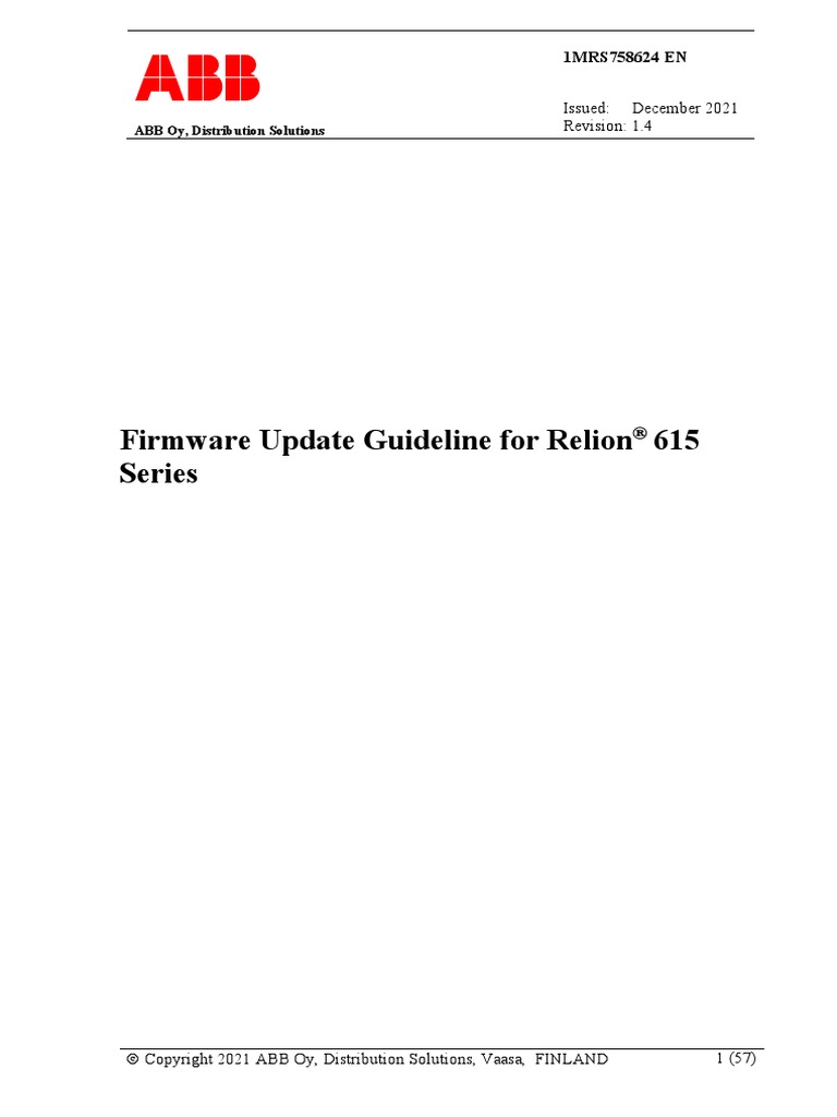 615 Series Firmware Update Guideline, Comprehensive 758624 - EN - Rev1 ...