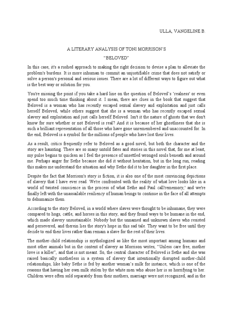 Beloved-Analysis FINAL | PDF | Narrative