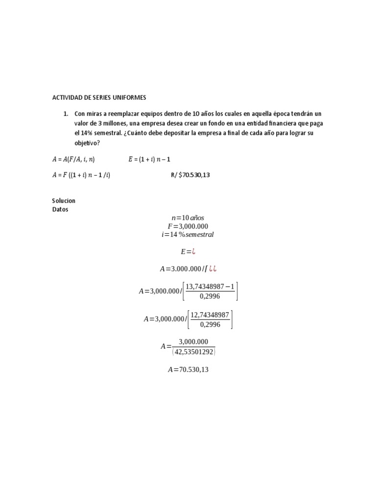 Actividad de Series Uniformes | PDF | Economias | Dinero