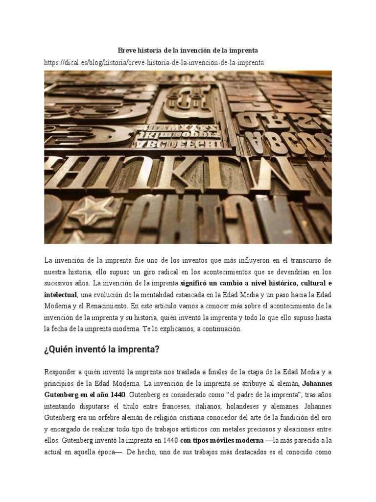 La Imprenta de Gutenberg | PDF | Imprenta | Johannes Gutenberg