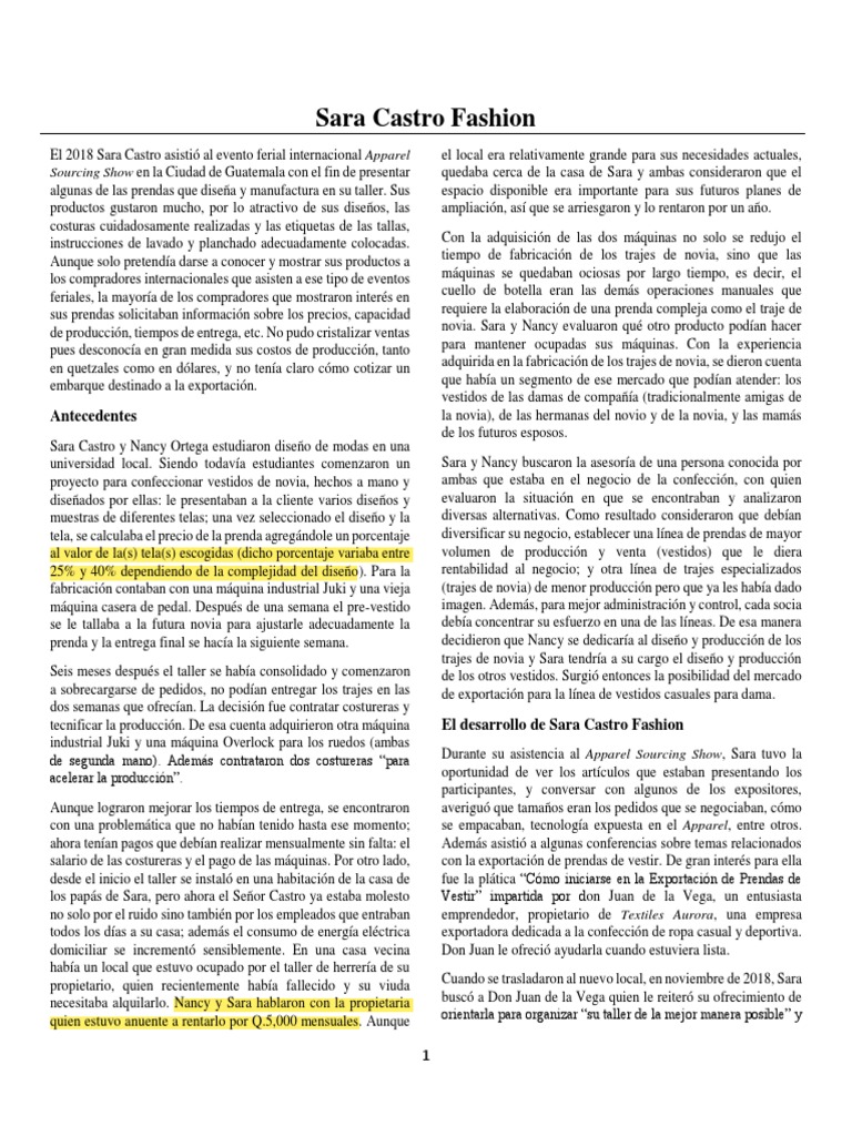Caso Sara Castro Fashion EDITADO | PDF | Guatemala | Ropa
