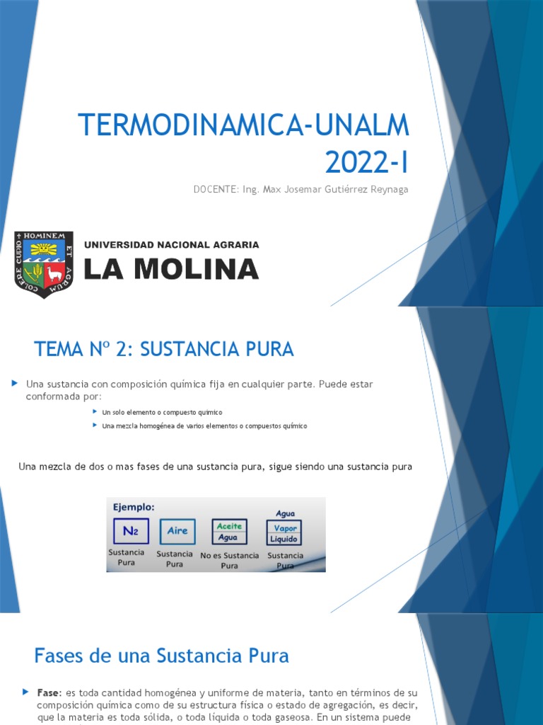 Termodinamica Unalm 2022 I Clase 2 | PDF | Fase (materia) | Vapor de agua