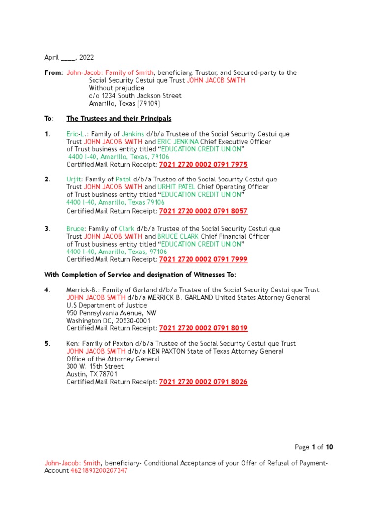 V2.0 Conditional Acceptance (Example) | PDF | Trust Law | Fiduciary