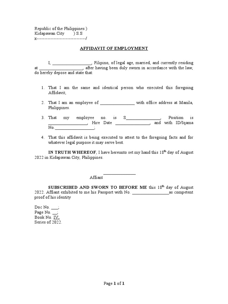 affidavit of employee | PDF