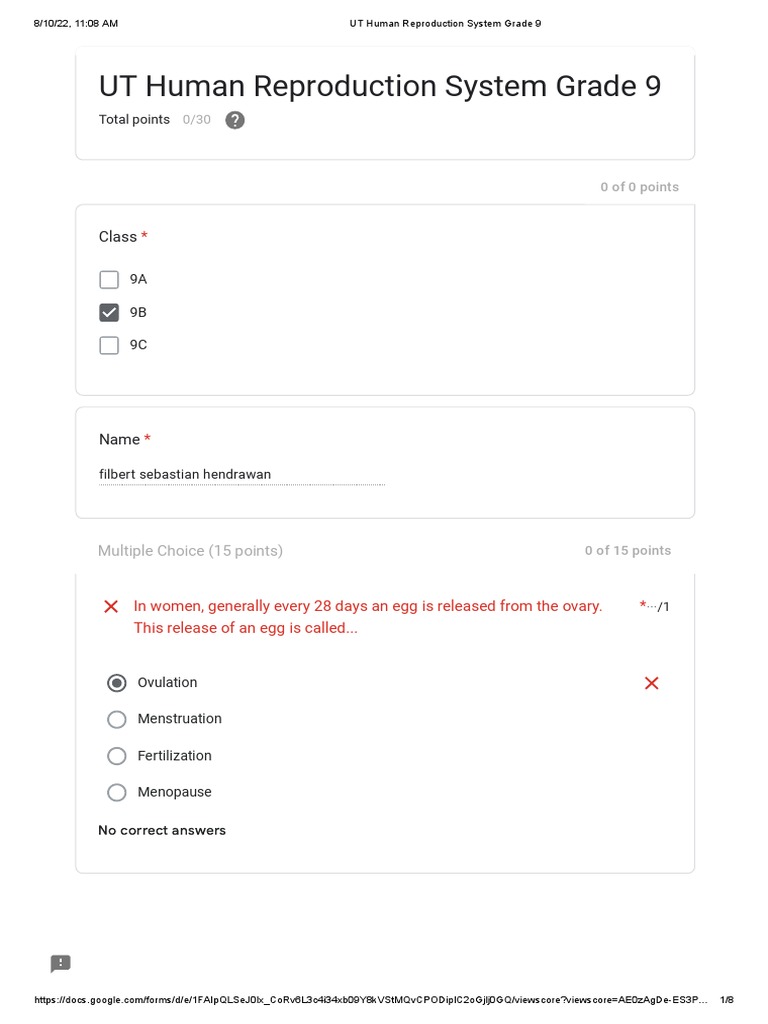No Points Scored: A Student's Incomplete Understanding of the Human ...