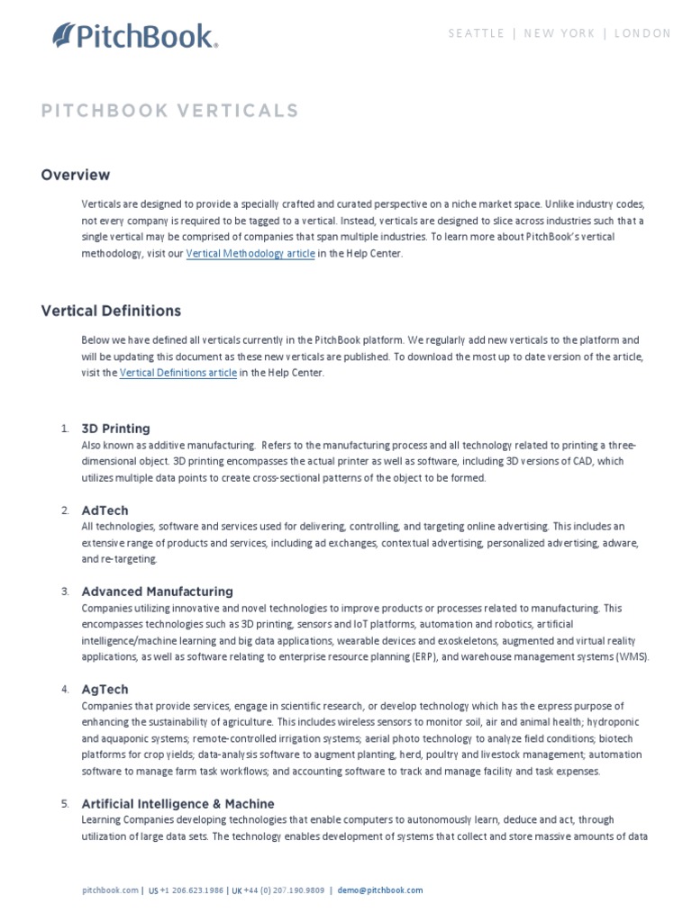 PitchBook Verticals Overview | PDF | Cryptocurrency | Augmented Reality