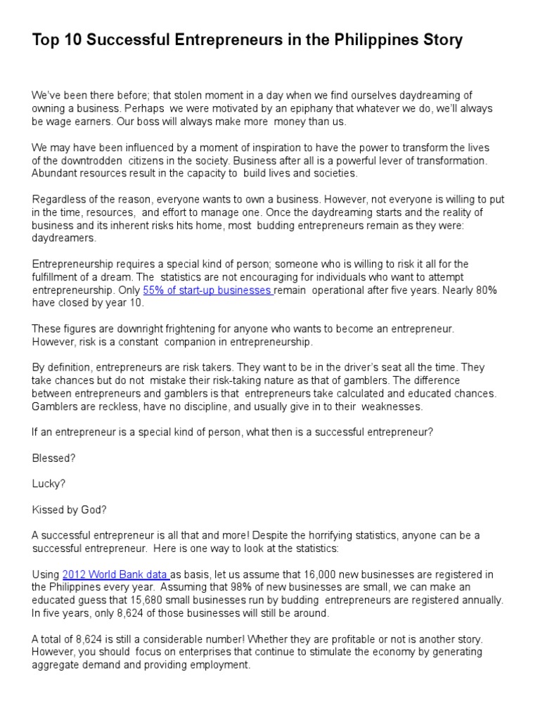 Top 10 Successful Entrepreneurs in The Philippines Story | PDF | Entrepreneurship | Microprocessor