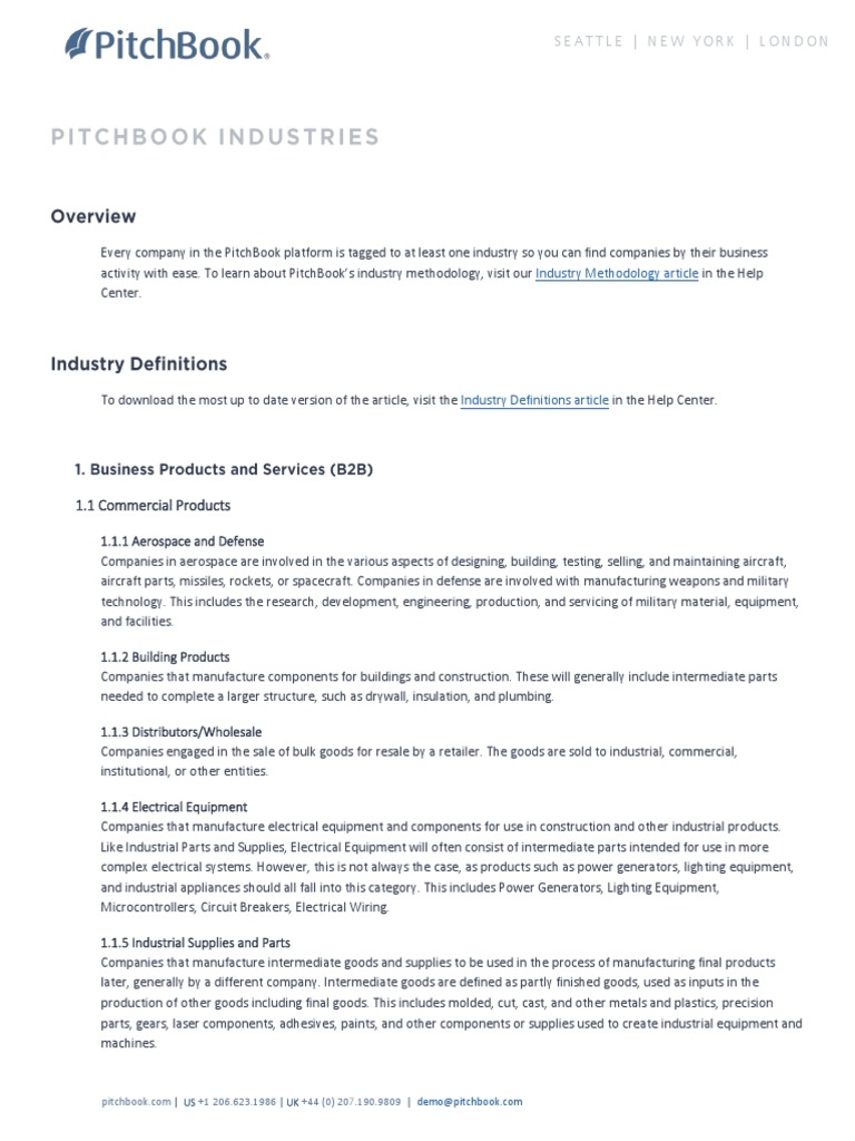 PitchBook Industry Overview Guide | PDF | Health Care | Energy Development