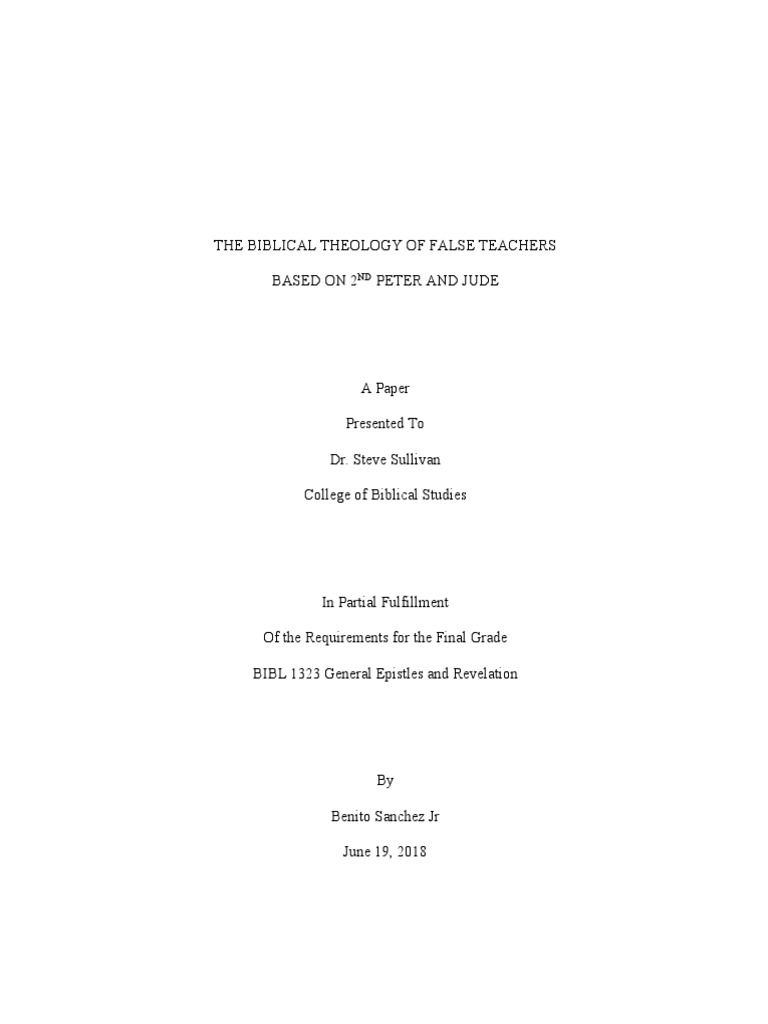 False Teachers in 2nd Peter and Jude Paper | PDF | Epistle Of Jude ...