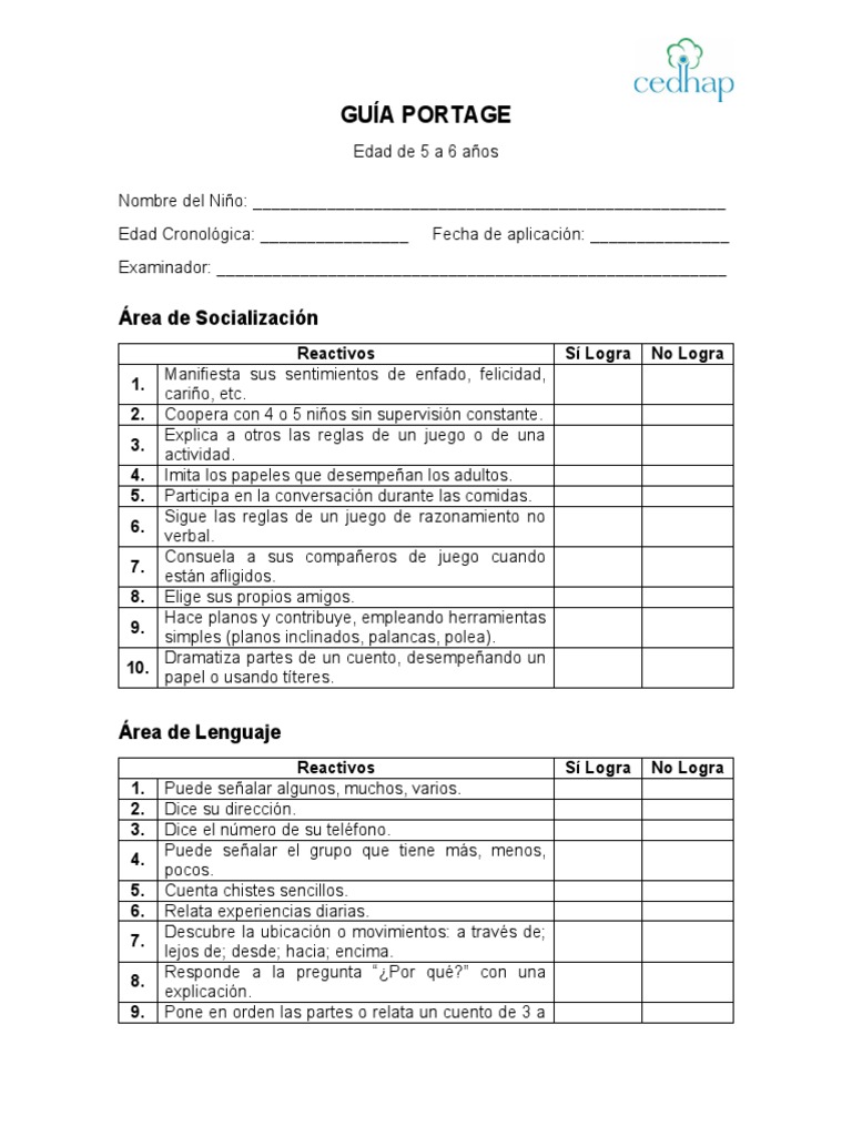 GUÍA PORTAGE 5-6 Años | PDF