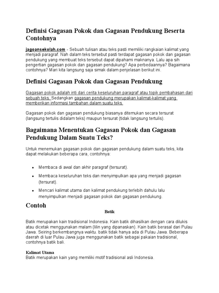 Gagasan Pokok dan Pendukung dalam Teks | PDF | Pengembangan Diri