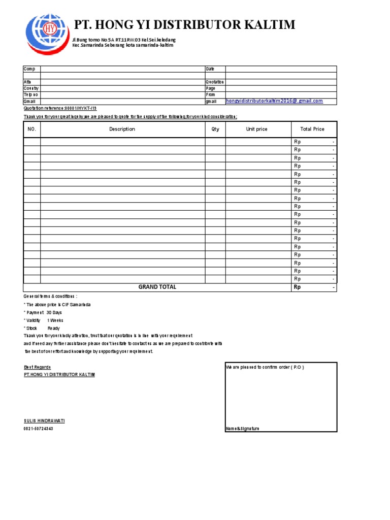 Penawaran Harga PT. Sinar Laut Internusa | PDF | Equipment ...
