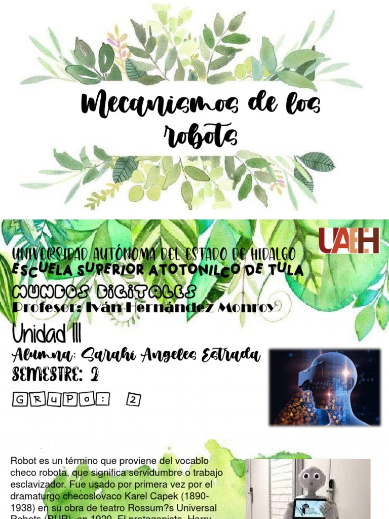 U3 - Mecanismos Que Utilizan Los Robots | PDF | Engranaje | Palanca