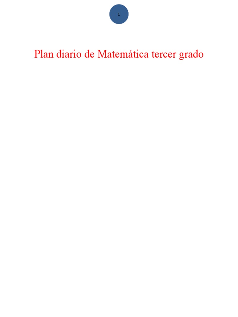 Plan Diario de Matemática Tercer Grado | PDF | Multiplicación | Algoritmos