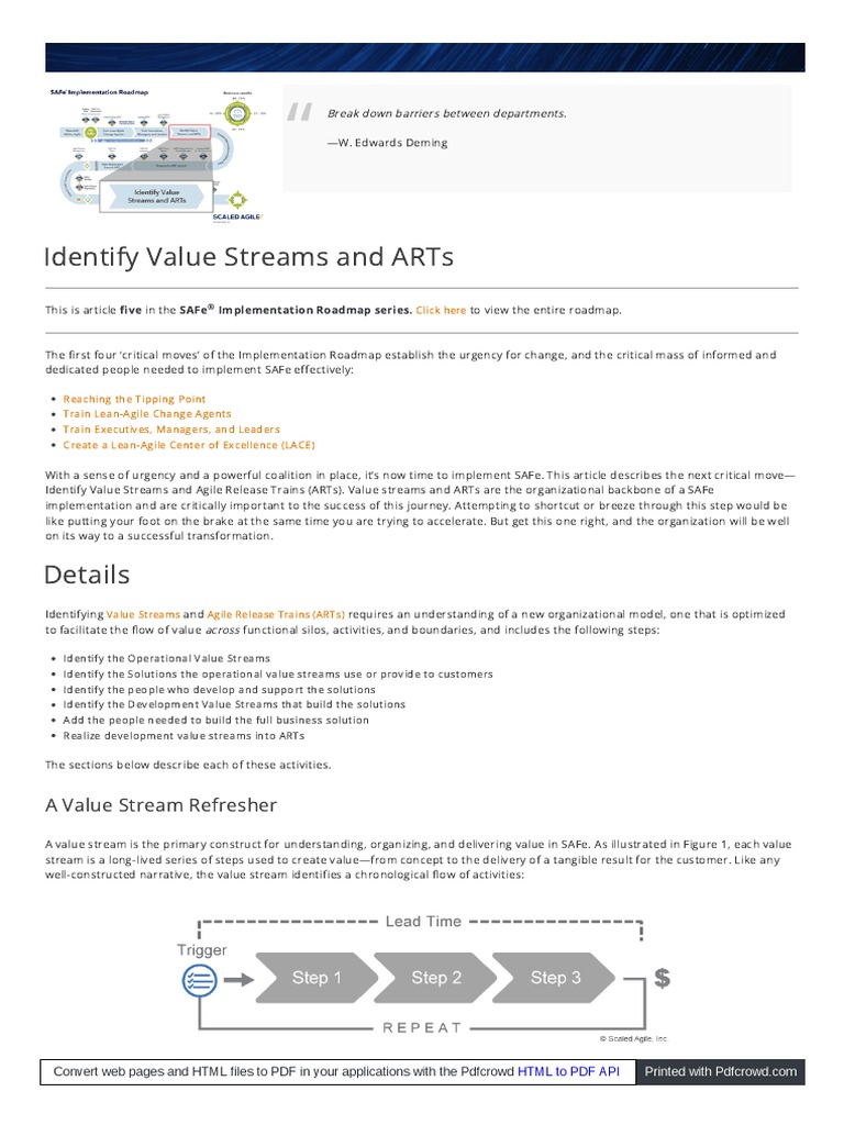 Identify Value Streams and Arts: A Value Stream Refresher | PDF | Html ...