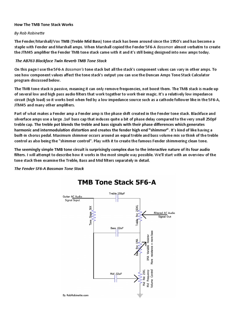 Understanding the TMB Tone Stack | PDF | Low Pass Filter | Electronic ...