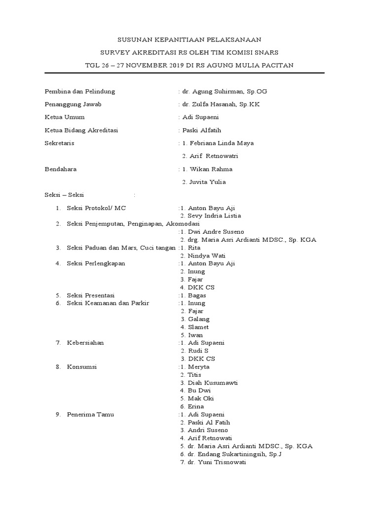 Susunan Kepanitiaan Pelaksanaan | PDF