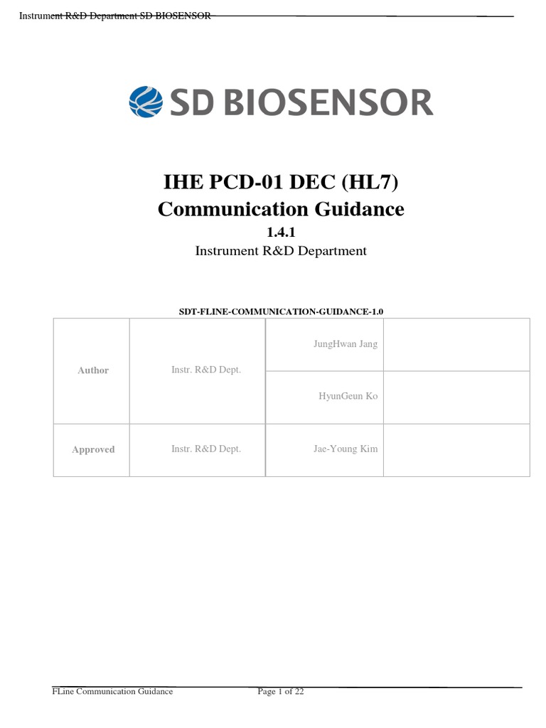 SDB Communication Guidance For IHE PCD-01 DEC (HL7) - 1.4.1 | PDF | Computing