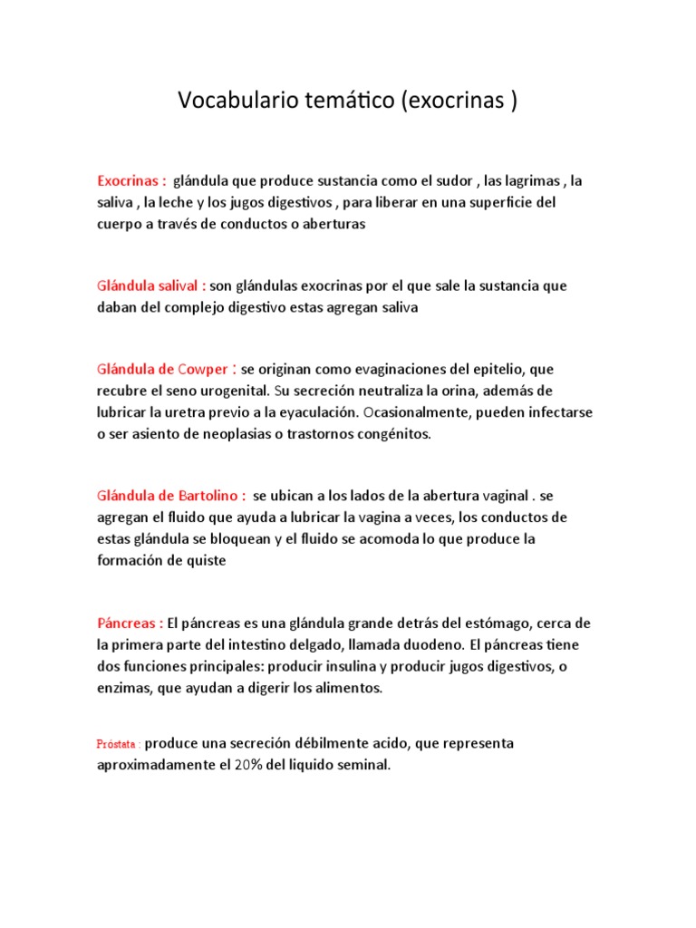 Vocabulario Temático de Biologia | PDF | Hormona | Digestión