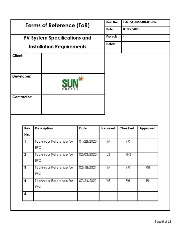 Annex 4. PV System Specifications and Installation Requirements | PDF ...