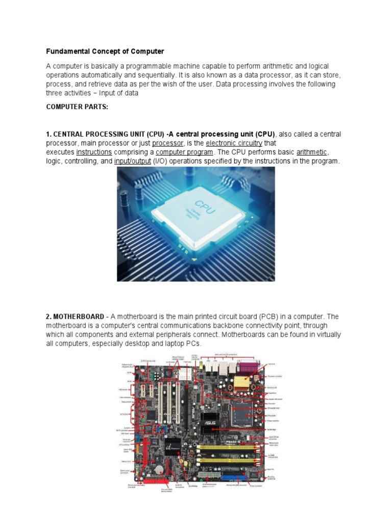 Fundamental Concept of Computer | PDF | Input/Output | Central Processing Unit