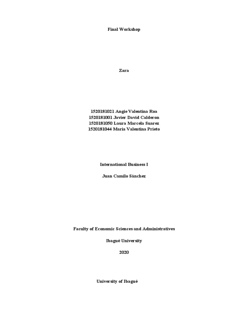 Final Workshop Zara | PDF | Market (Economics) | Logistics